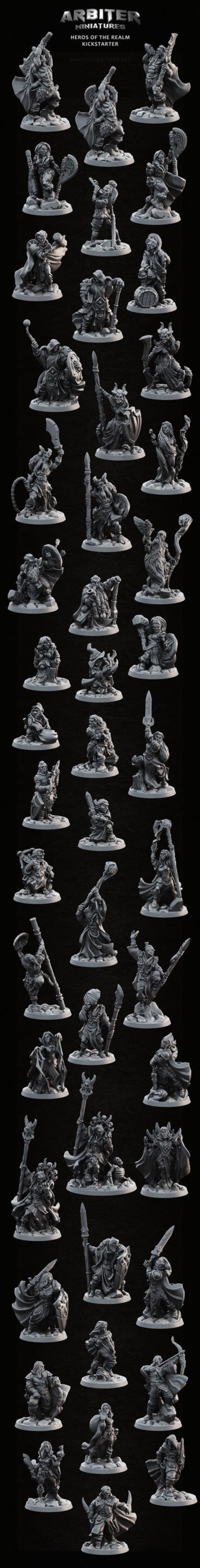 60 Pack of Adventurers and Npcs, Heroes of the Realm, 28/32mm, Dungeons ...