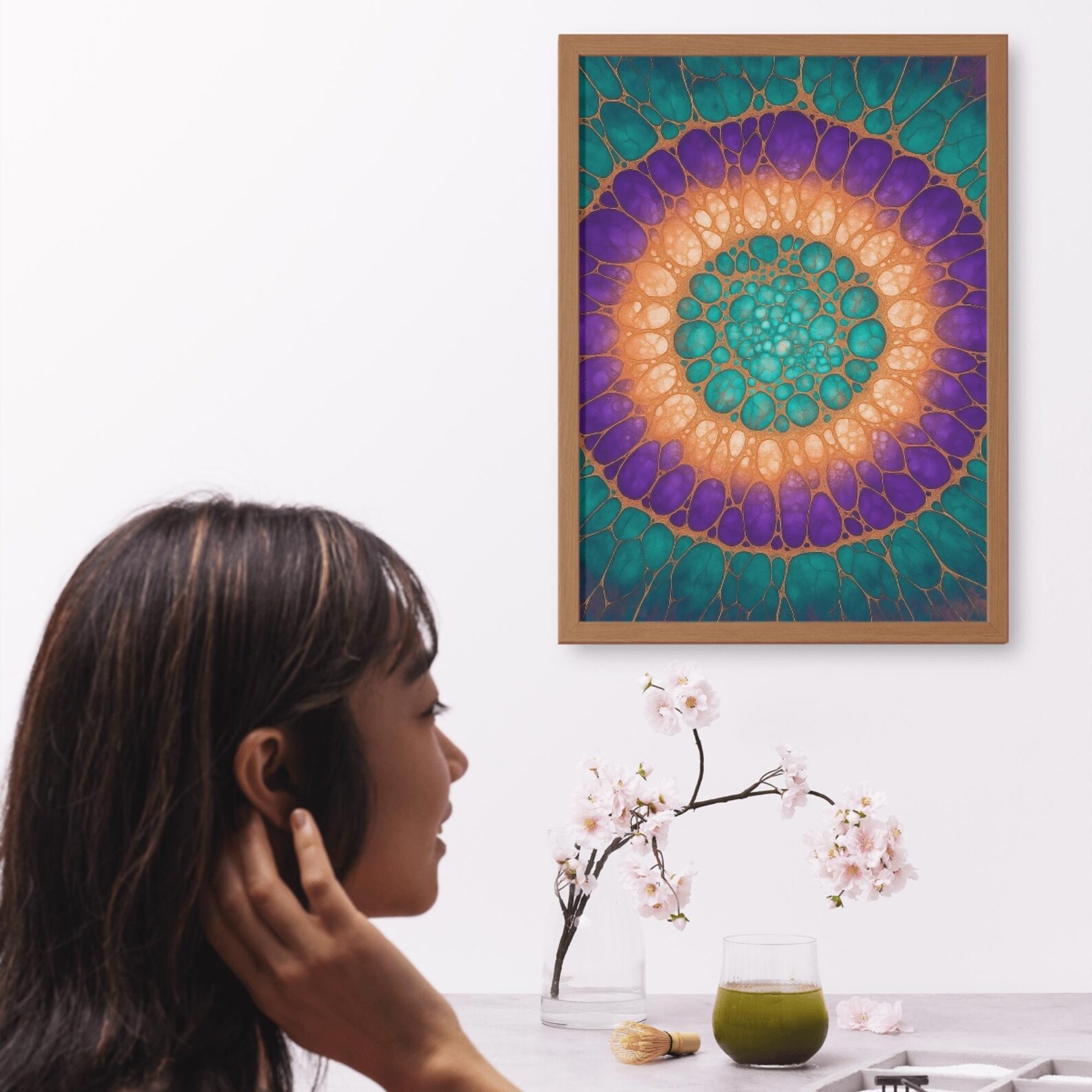 Mystic Bloom Abstract Art: Teal, Purple, Copper (digital Download) - Etsy