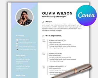 Blue Sorority Rush Resume Template & Cover Letter | Editable Canva ...