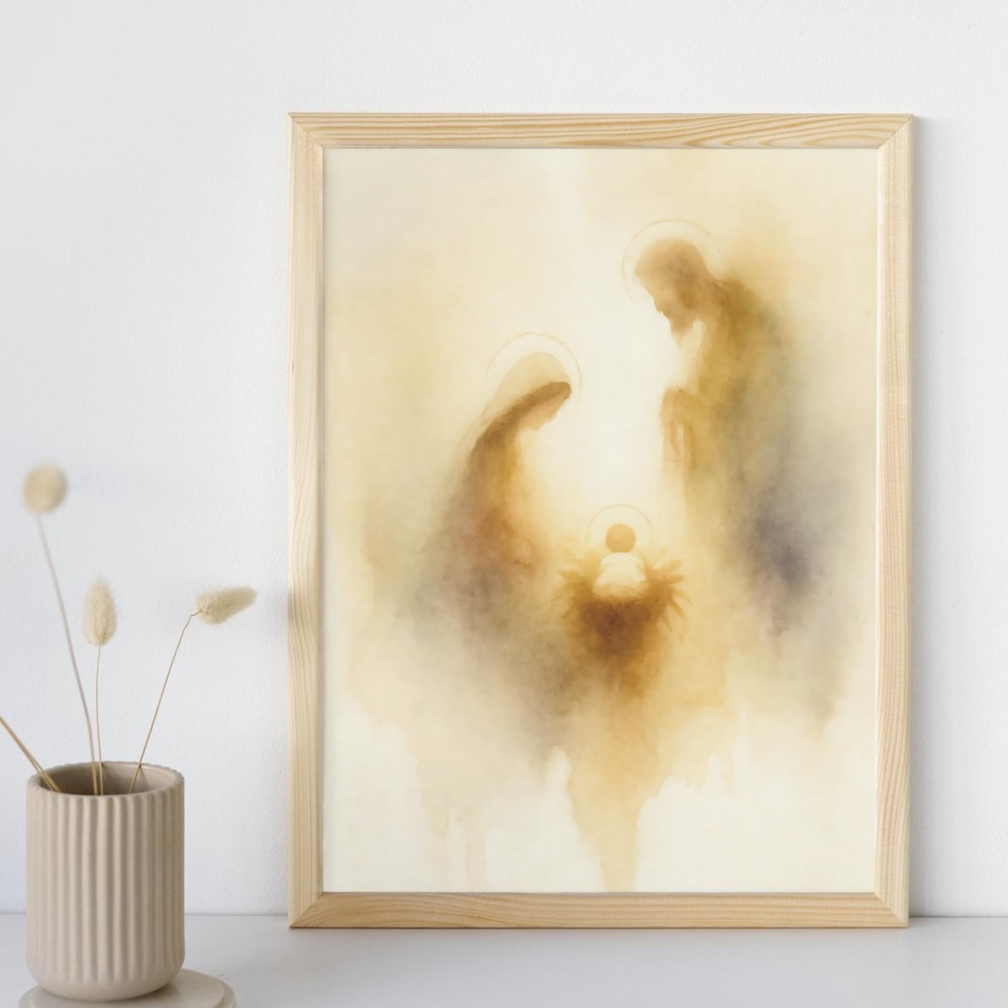 Christian Nativity Poster | Minimalist Jesus Artwork | Christmas Wall ...