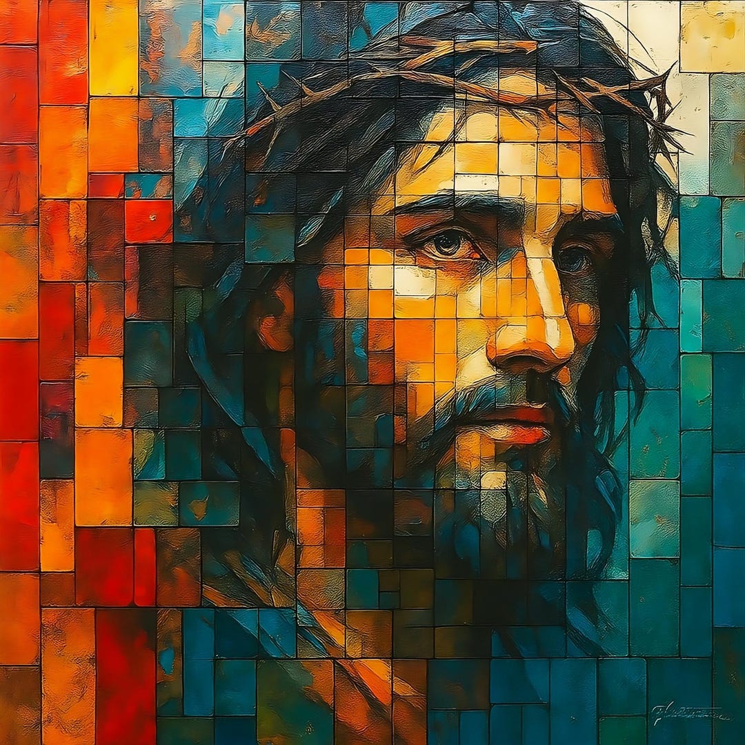 Jesus Art Print Christian Printable | Faith Home Decor Mosaic Jesus ...