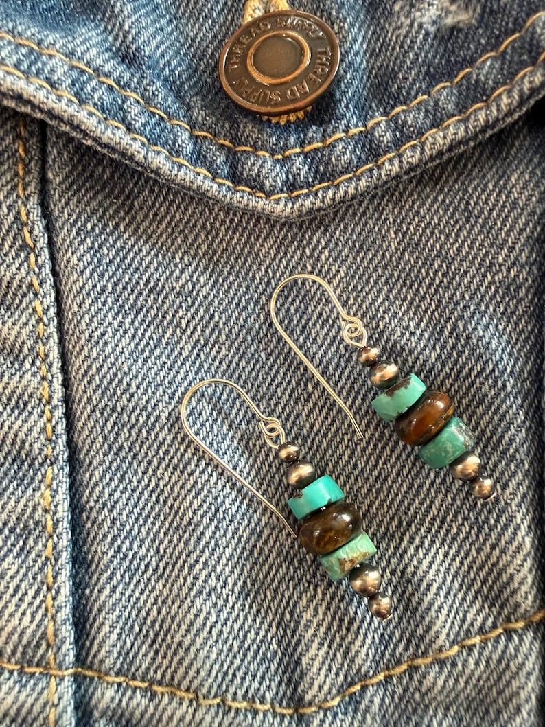 Natural Turquoise, Tiger's Eye and Oxidized Sterling Silver Pearls ...