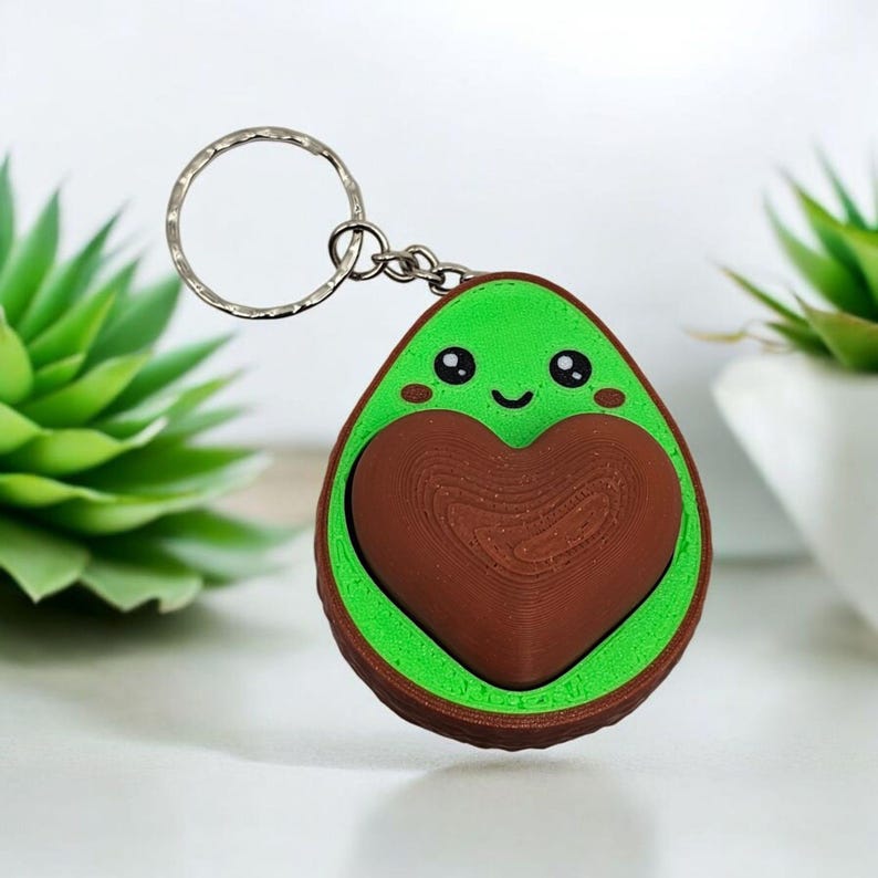 3D Printed Kawaii Avocado Heart Fidget Clicker Keychain/cute Core Bag ...