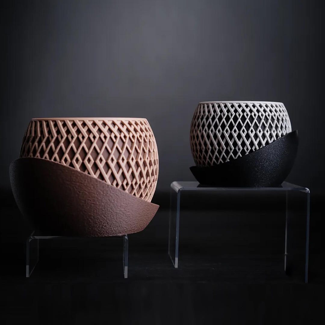 Modern 3D Printed Planter Pot Set - Chic Drainage Design for Trendy ...