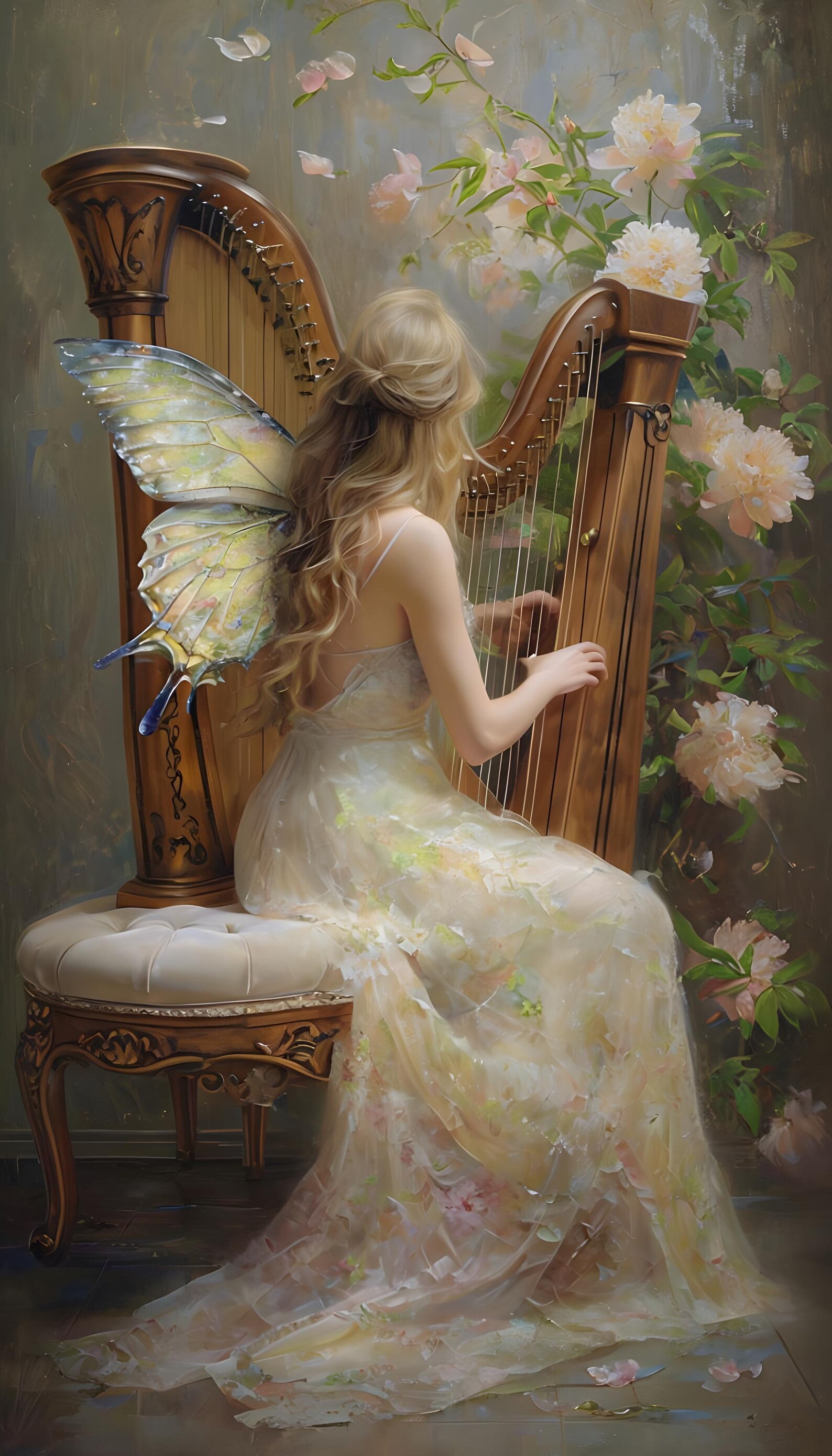 Psyche Greek Goddess With Butterfly Wings and Harp - Etsy