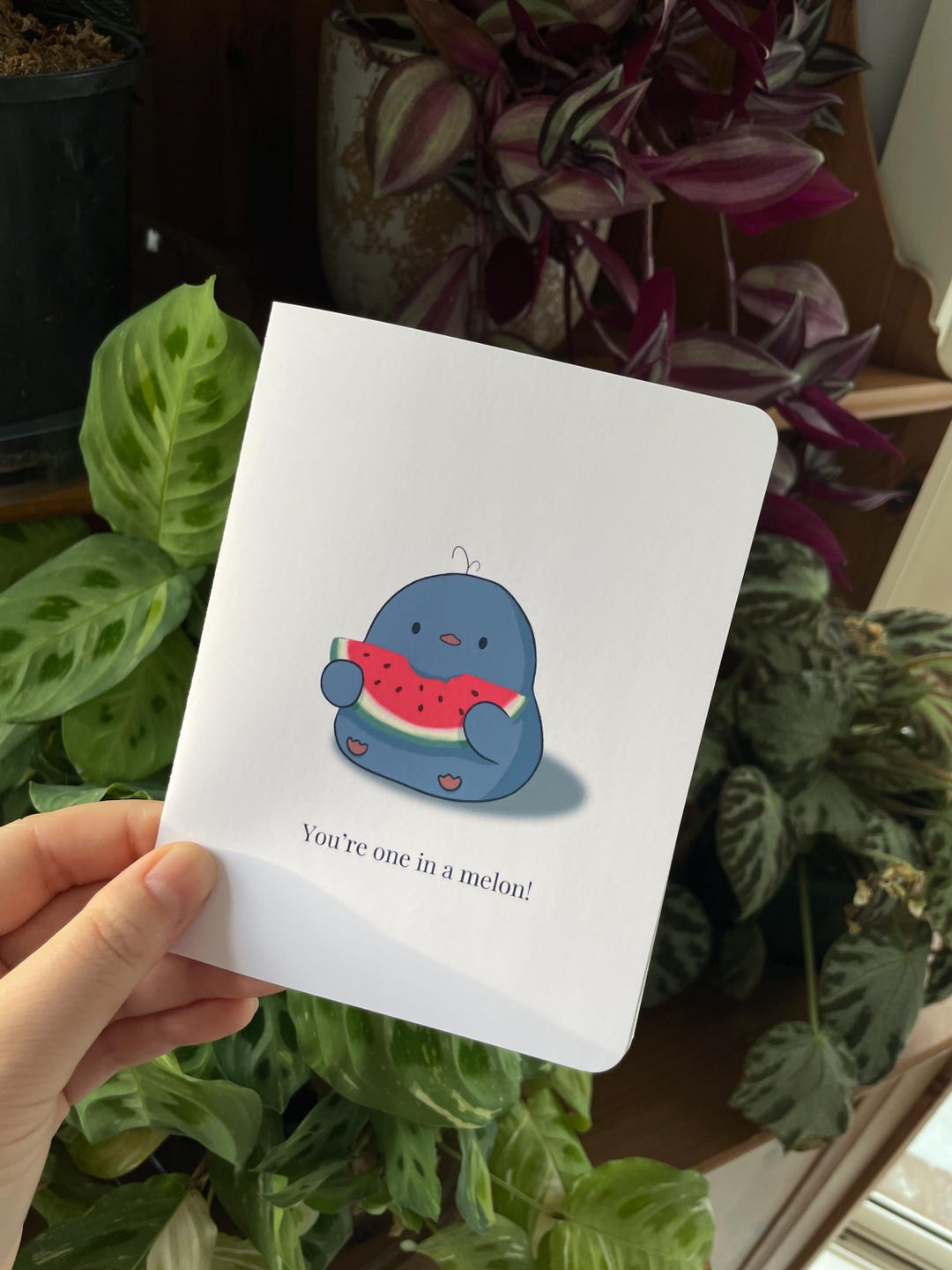 Youre One in a Melon Valentines Day Fruit Card Cute Nugget Character ...