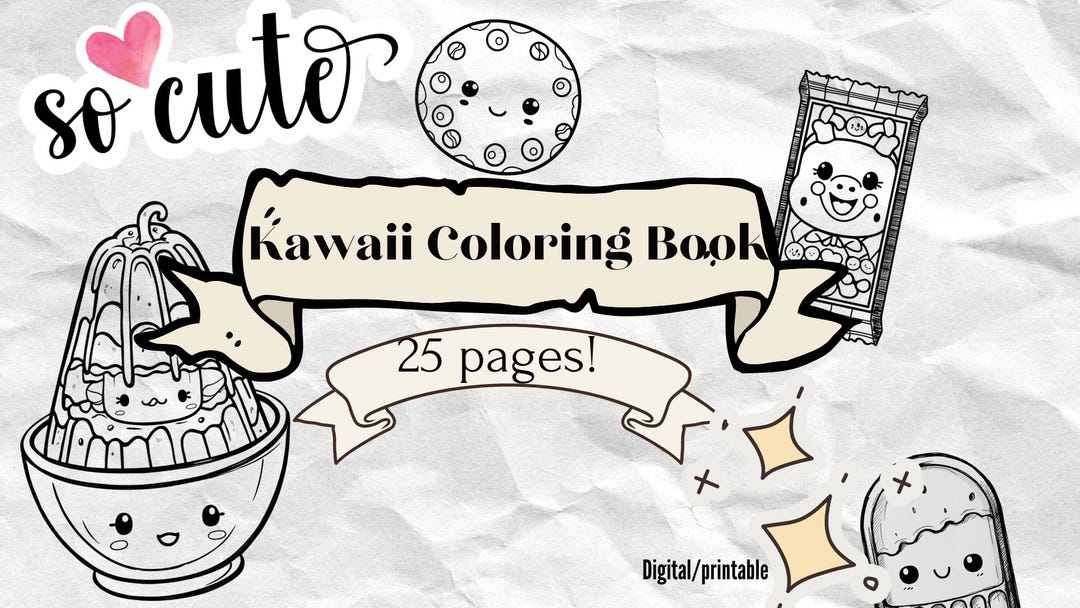 25 Sweet Kawaii Foods Coloring Pages - Digital Download for Adults ...