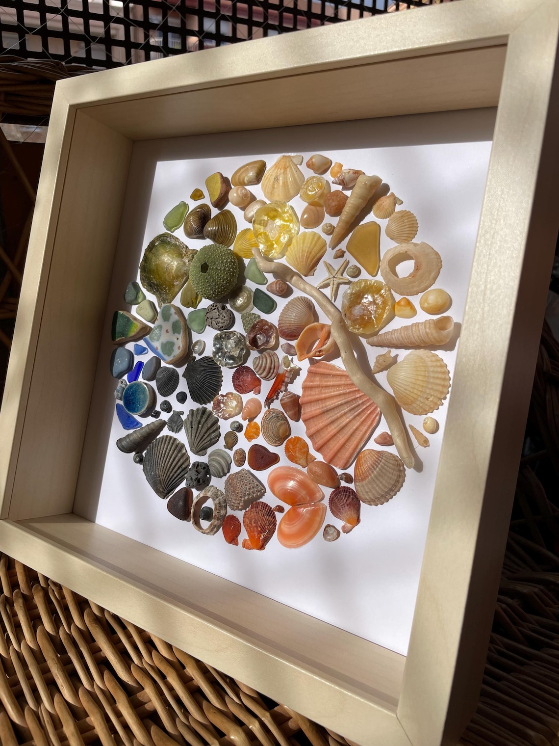 A Handmade Costal Decoration "the Colors of the Beach" Shell Mosaic - Etsy