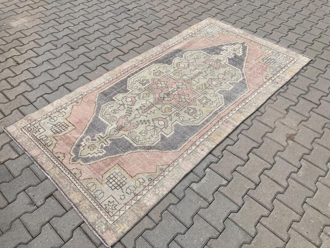 4x8 Vintage Rug, Pink Rug, 4x8 Turkish Rug, Oushak Rug, 4x8 Area Rug ...