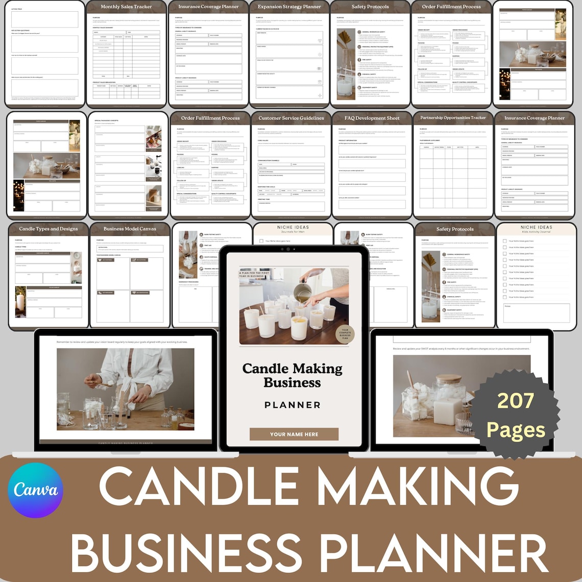 Candle Making Business Planner | Learn to Sell Candles, Strategy Plan ...