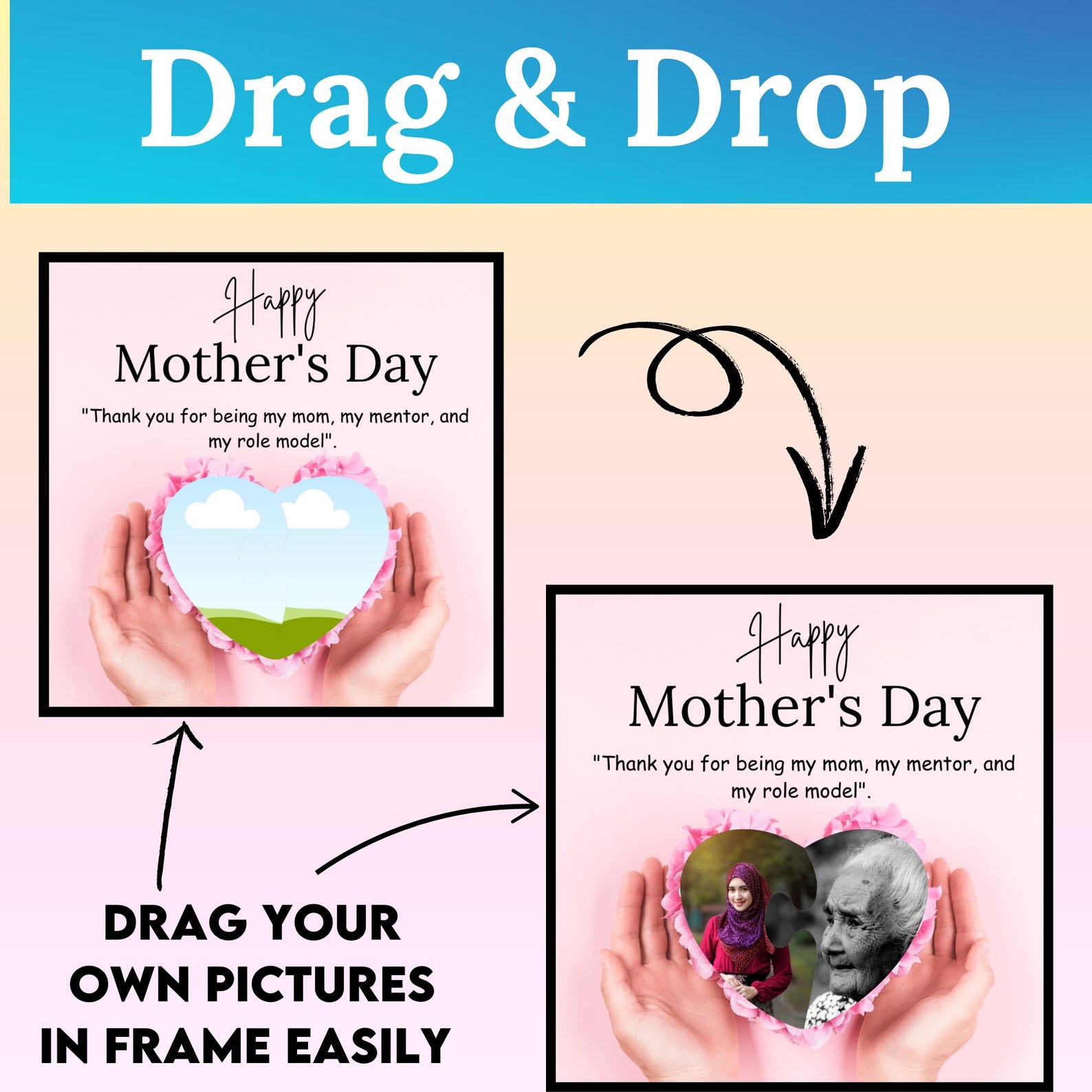 Mothers Day Card | Editable Printable Canva Template | Mothers Day Gift ...