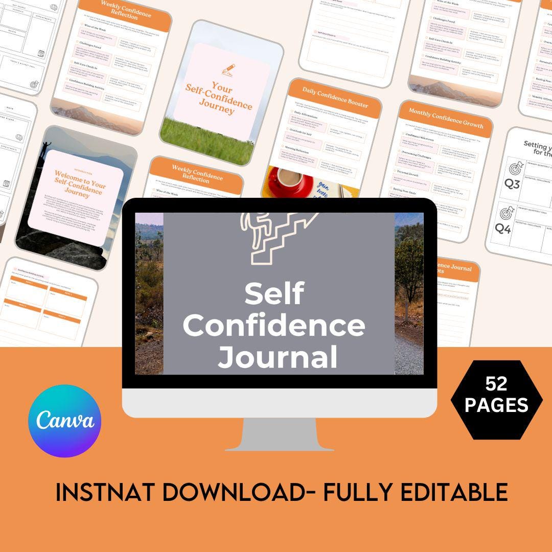 Self Confidence Journal, Grown up Confidence Building Workbook, Adult ...