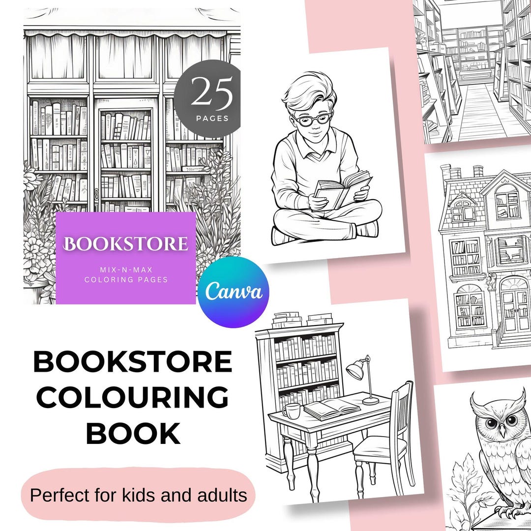 Bookstore Colouring Book, Adult Colouring Book, Activity Book for ...
