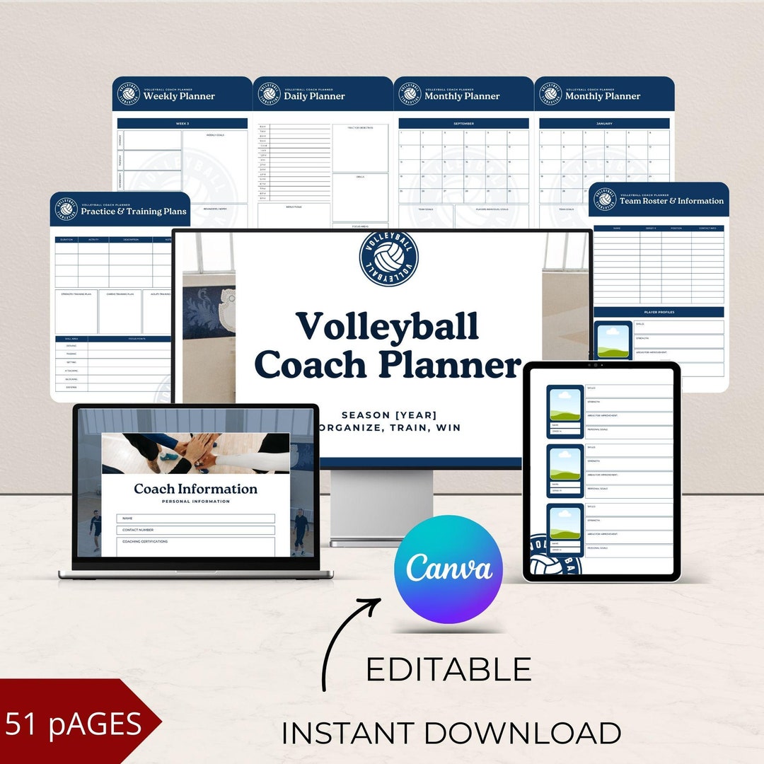 Volleyball Coach Planner, Daily-weekly& Monthly Schedule Planner ...