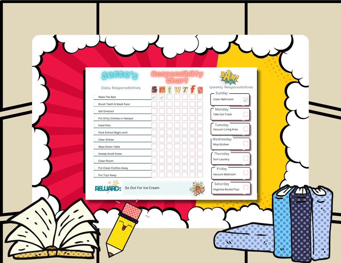 Superhero Kids Responsibility Chart | Daily & Weekly Chores ...