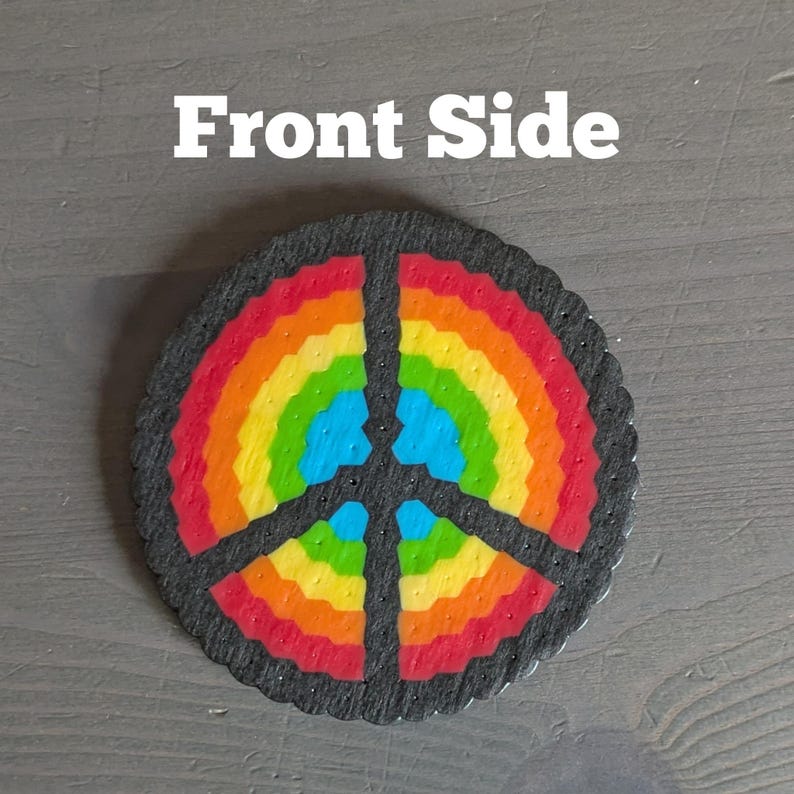 Rainbow Peace Sign Coaster/keychain - Perler Bead Peace Sign ...