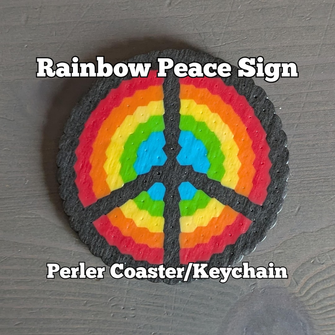 Rainbow Peace Sign Coaster/keychain - Perler Bead Peace Sign ...