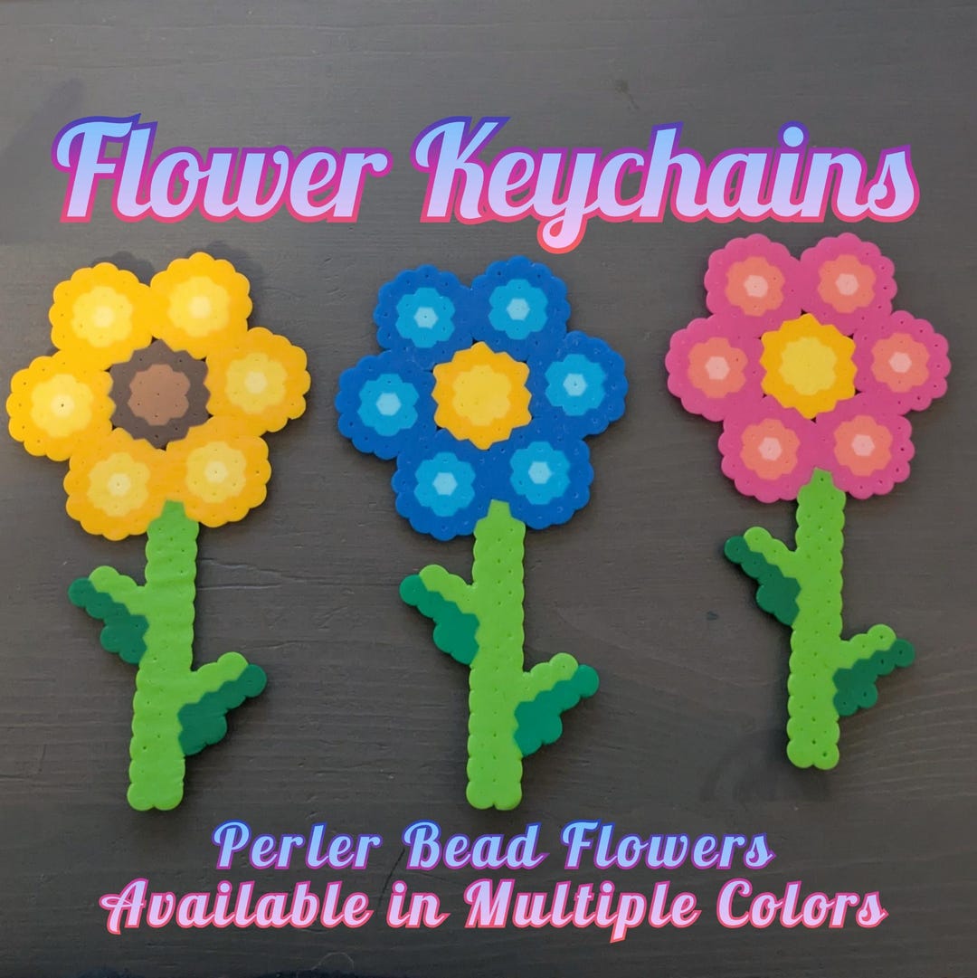 Cute Flower Keychains - Perler Bead Flowers, Multicolor - Etsy