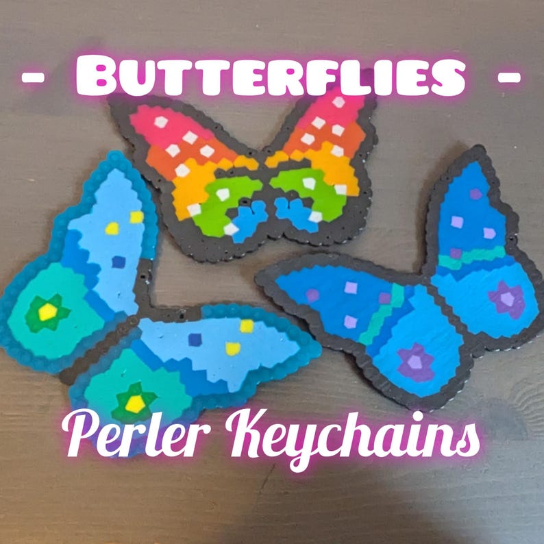 Cute Butterfly Keychain - Perler Bead Butterfly, Multiple Designs ...