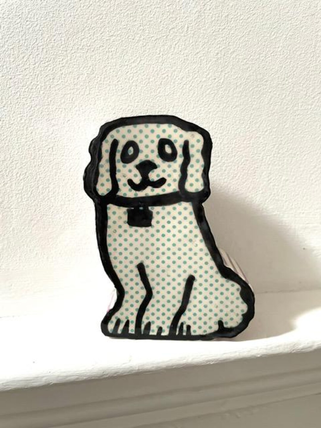 Mini Staffordshire Dog Vase in Aqua With Purple Stripes - Etsy