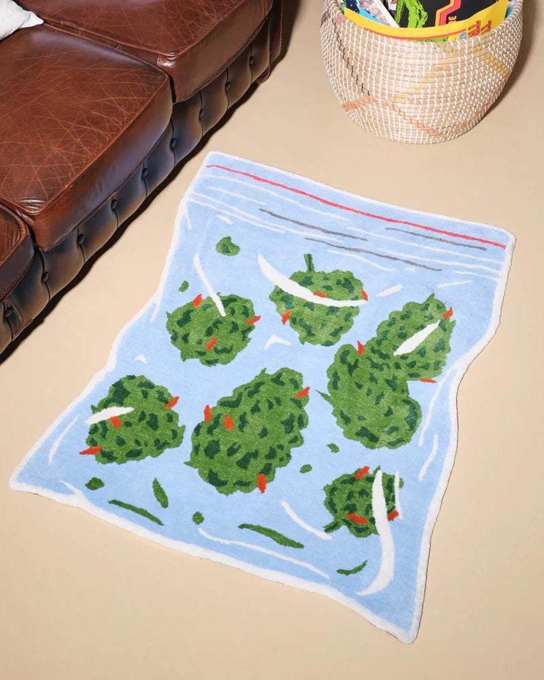 Five Gram Weed Tufted Rug Cozy Cannabis Decor Unique Handmade Area Rug ...