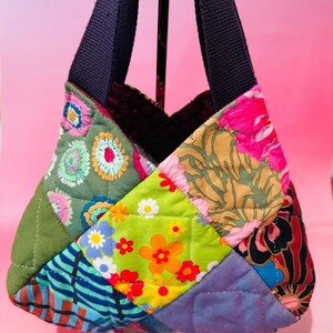 Handmade Colorful Pattern Floral Patchwork Handheld Purse Shoulder Bag ...