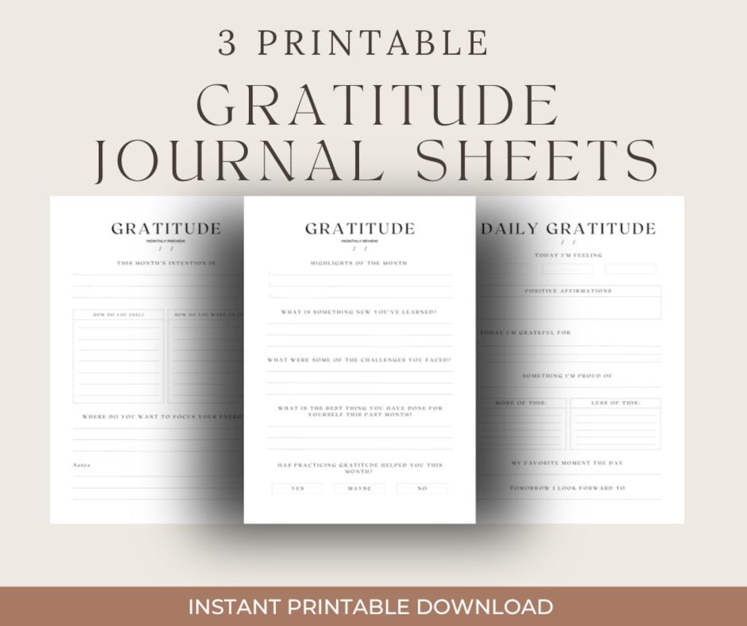 Weekly Gratitude Journal Printable Template, Thankfulness Journal ...