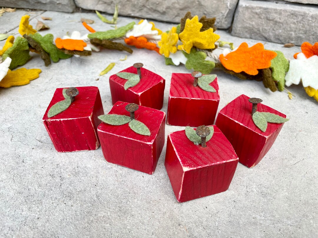 Small Decorative Wooden Apples set of 6 - Etsy
