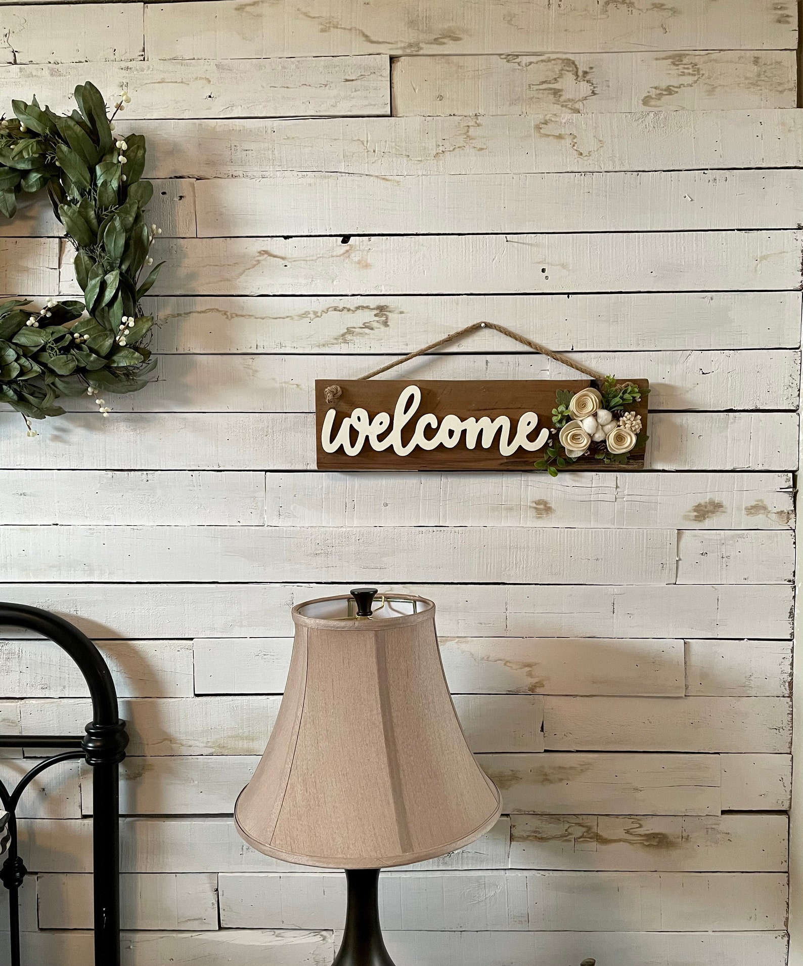 Dimensional Wooden Welcome Sign With Felt Flowers - Etsy