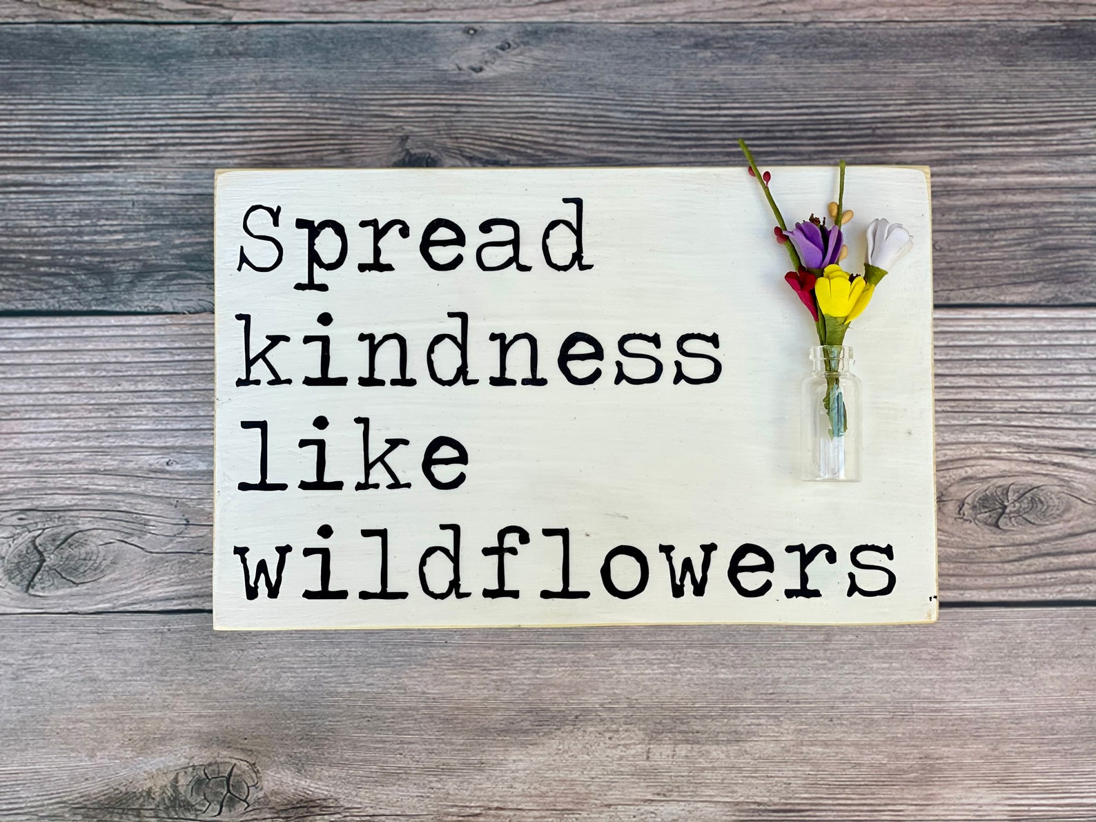 Wooden 'spread Kindness Like Wildflowers' Hanging Sign - Etsy