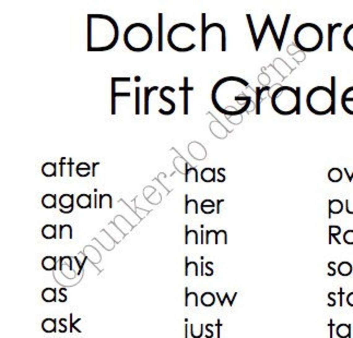 First Grade Sight Word Dolch Flash Cards Instant Download Printable PDF ...