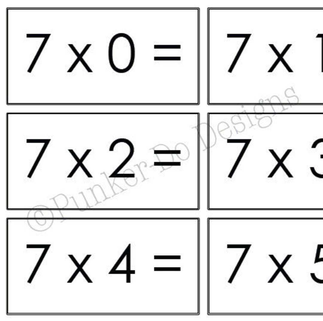 Multiplication - MATH - Flash Cards - 1x-12x - Instant Download ...
