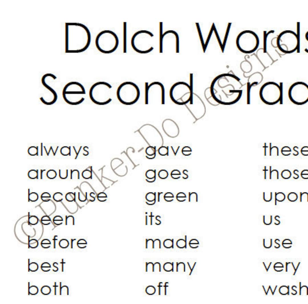 Second Grade Sight Word Dolch Flash Cards - Printable PDF - by Punker ...