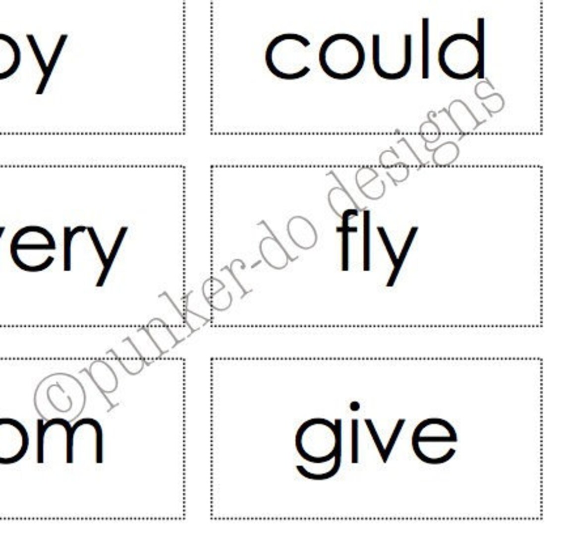 First Grade Sight Word Dolch Flash Cards - Instant Download Printable ...
