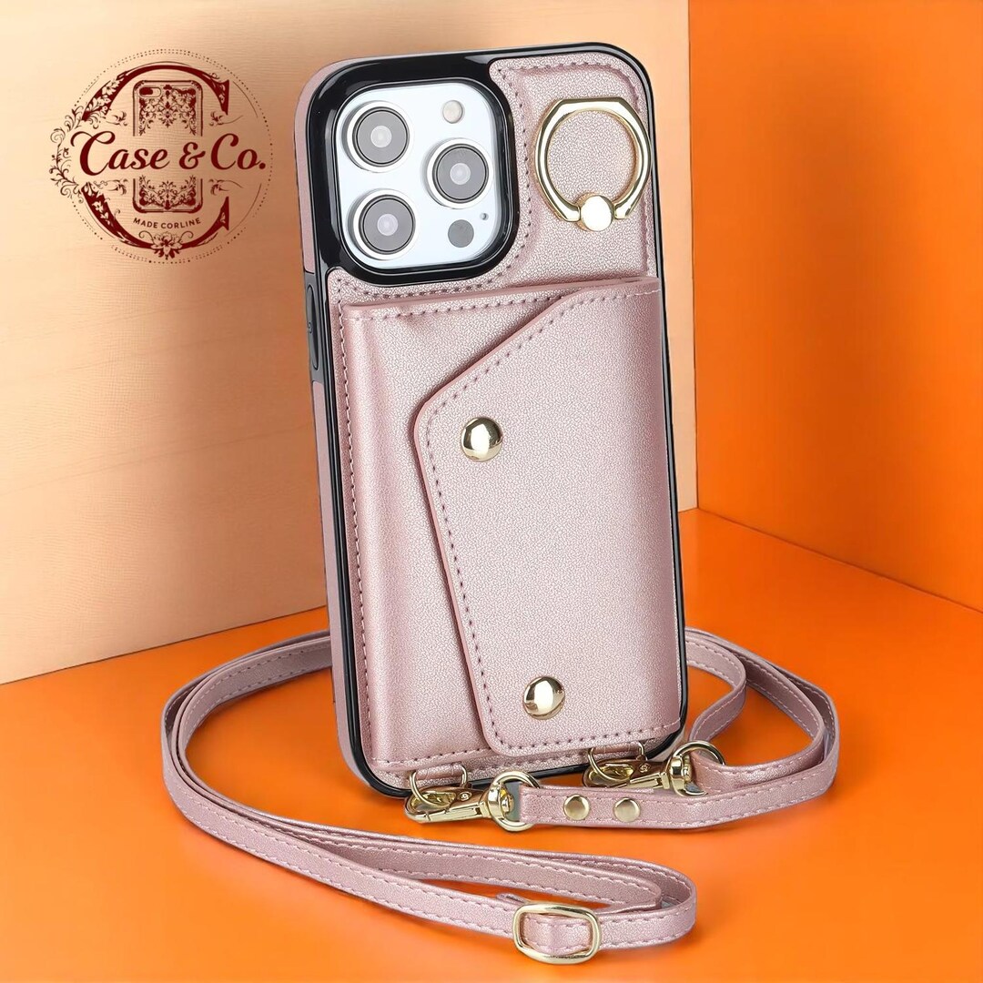 Zipper Leather Crossbody Phone Wallet, Card Slot Case With Ring Holder ...