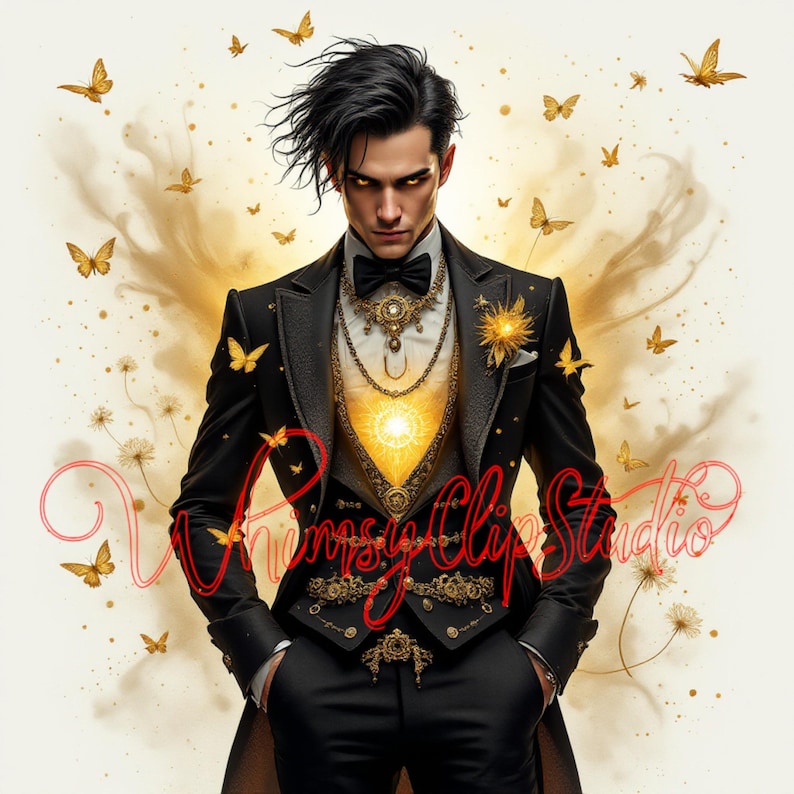 Steampunk Mafia Boss Man Clipart | Set of 15 Jpgs | Watercolor ...