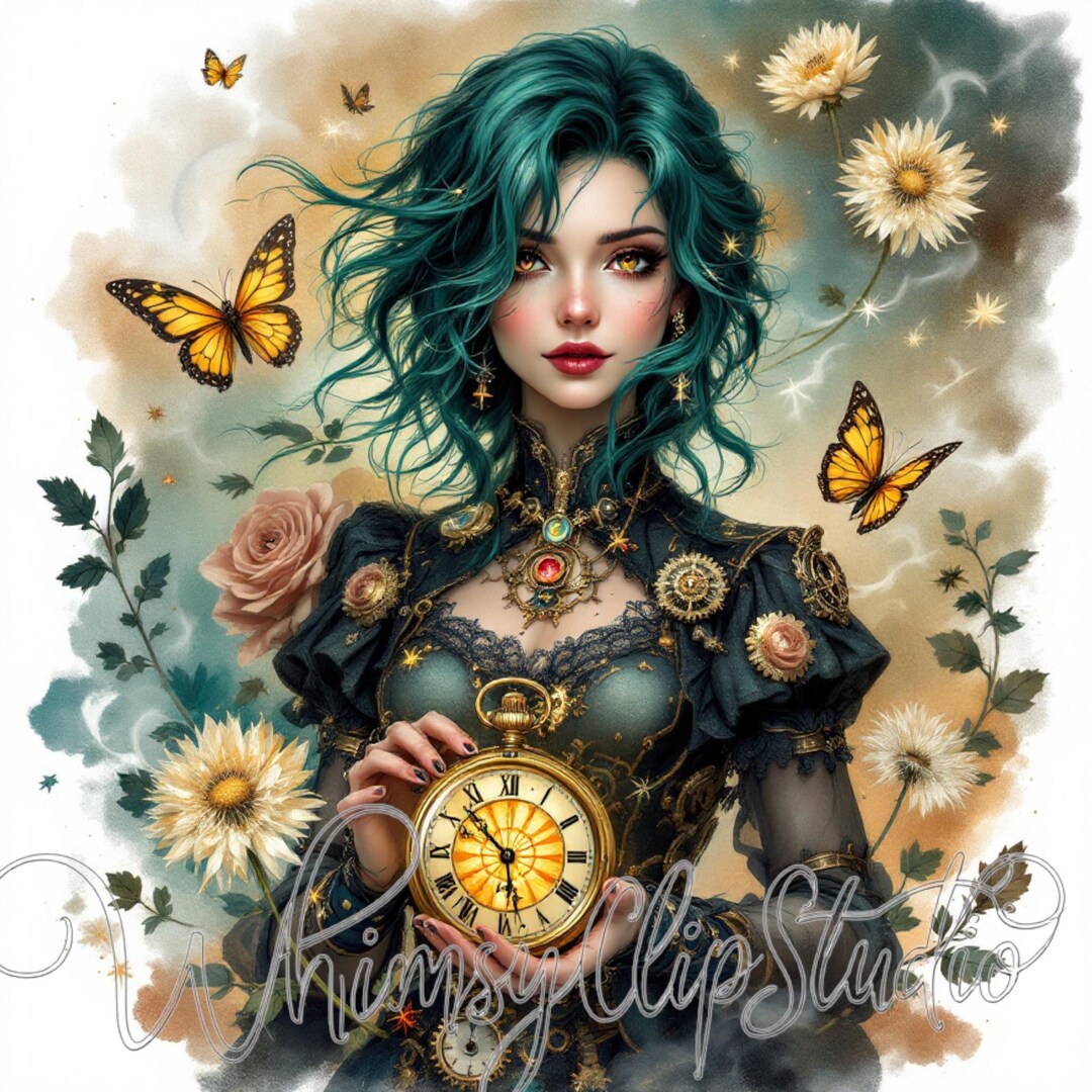 Steampunk Lady Aurelia Thorn Rose Clockmaker Clipart | Clipart | 11 ...