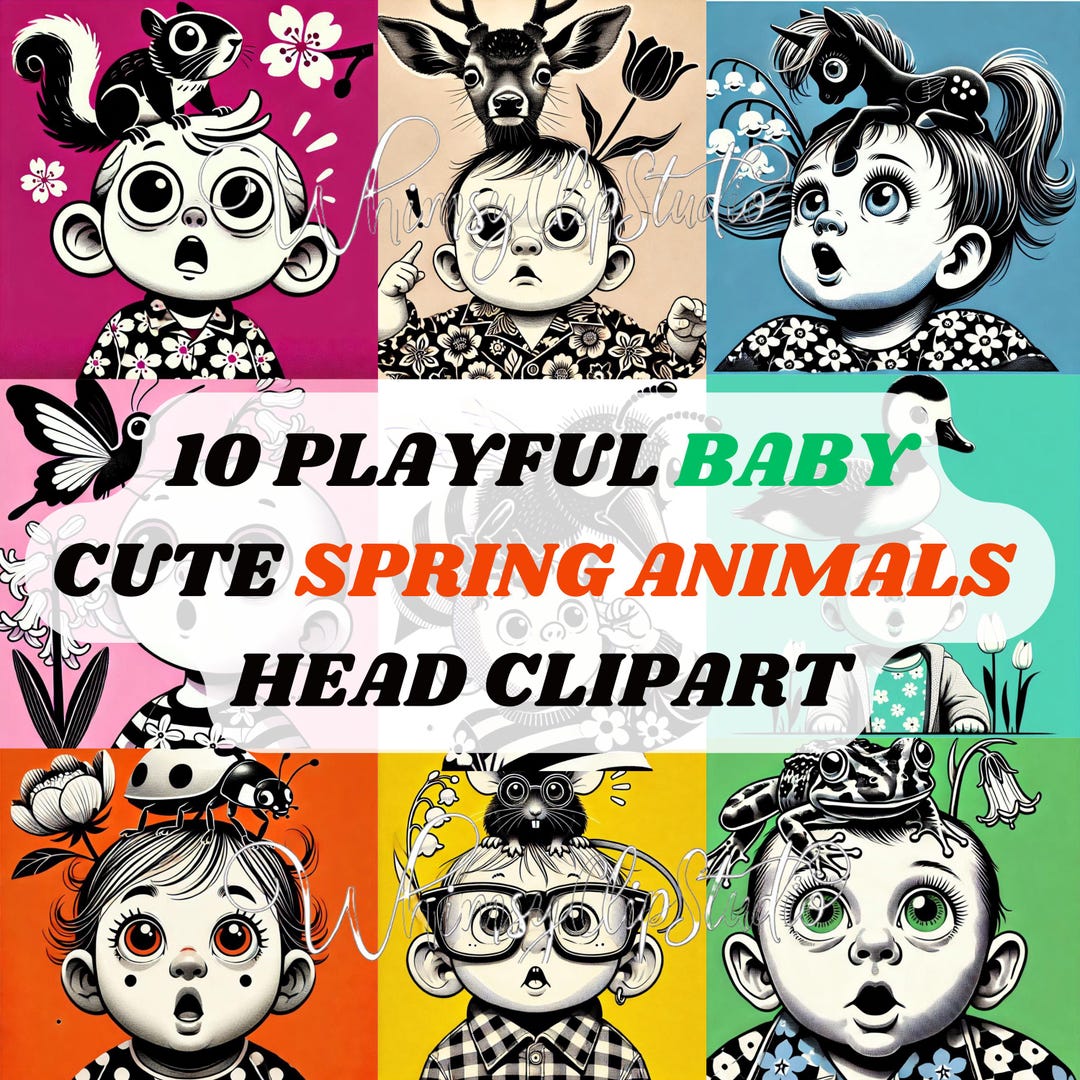 10 Baby Spring Animal Clipart | High Quality Jpgs Woodland Spring ...