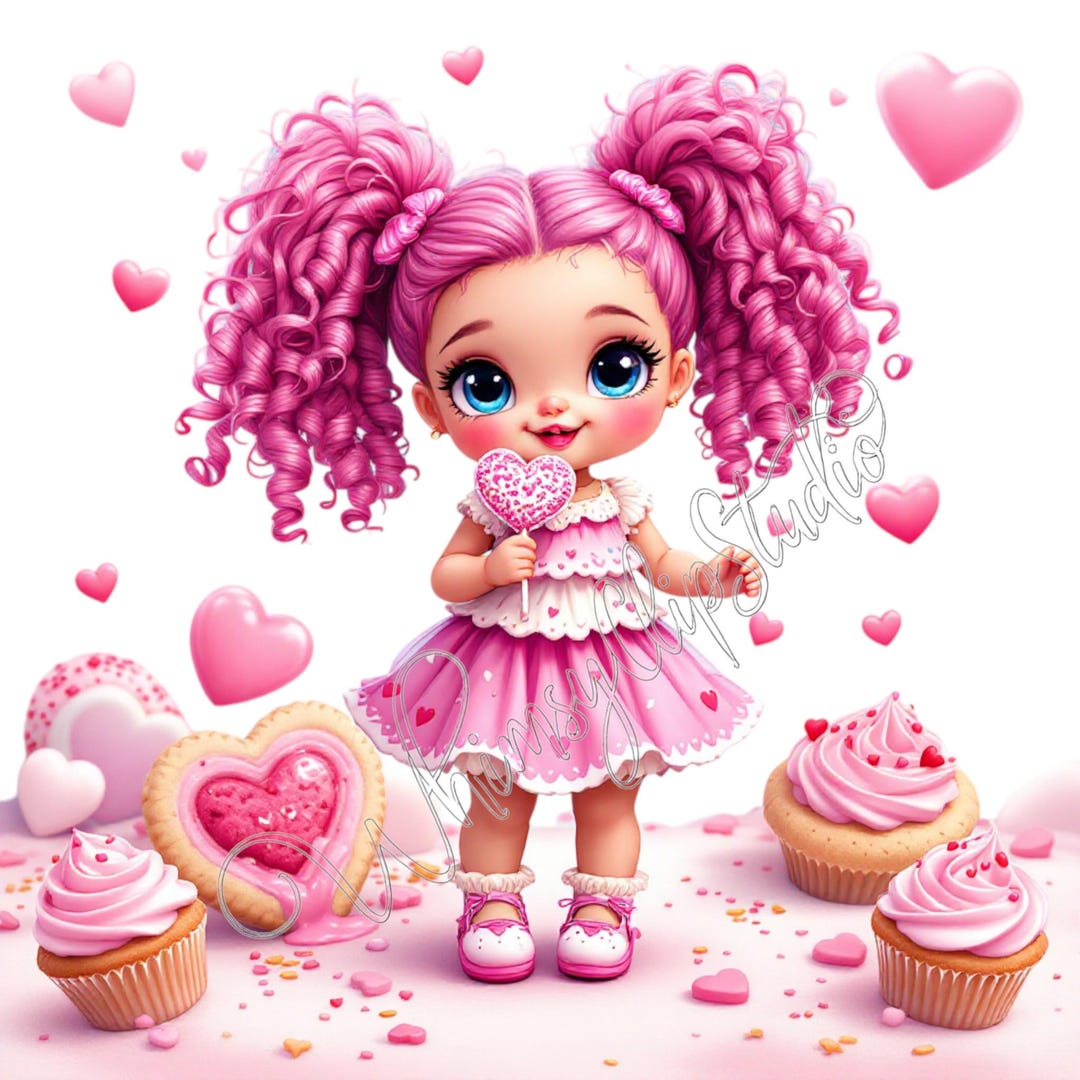 Cupcake Valentine Doll Clipart Set of 10 Jpegs Whimsical Sweet Food ...