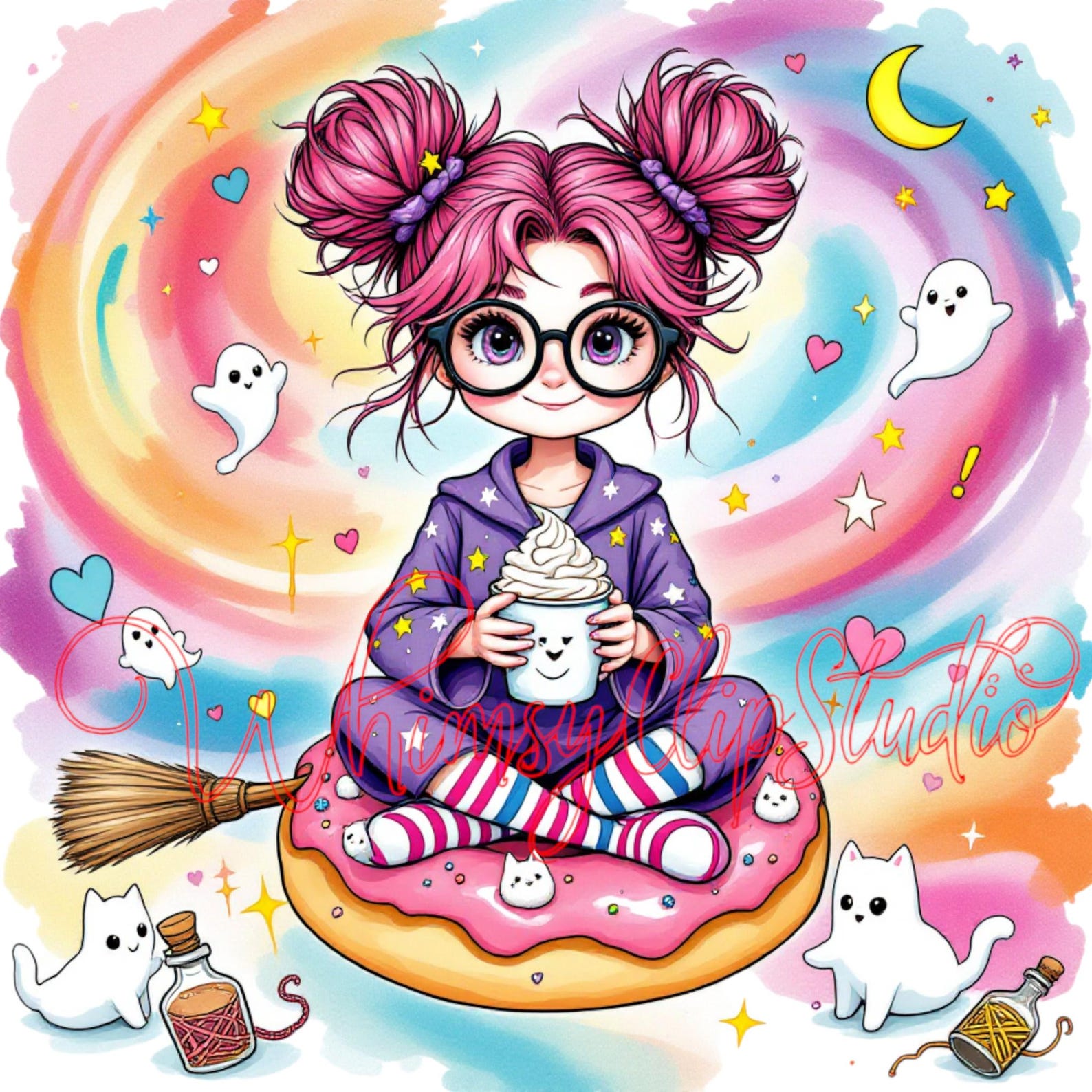 Magical Witch Clipart | Set of 10 Jpgs | Whimsical Playful Art ...