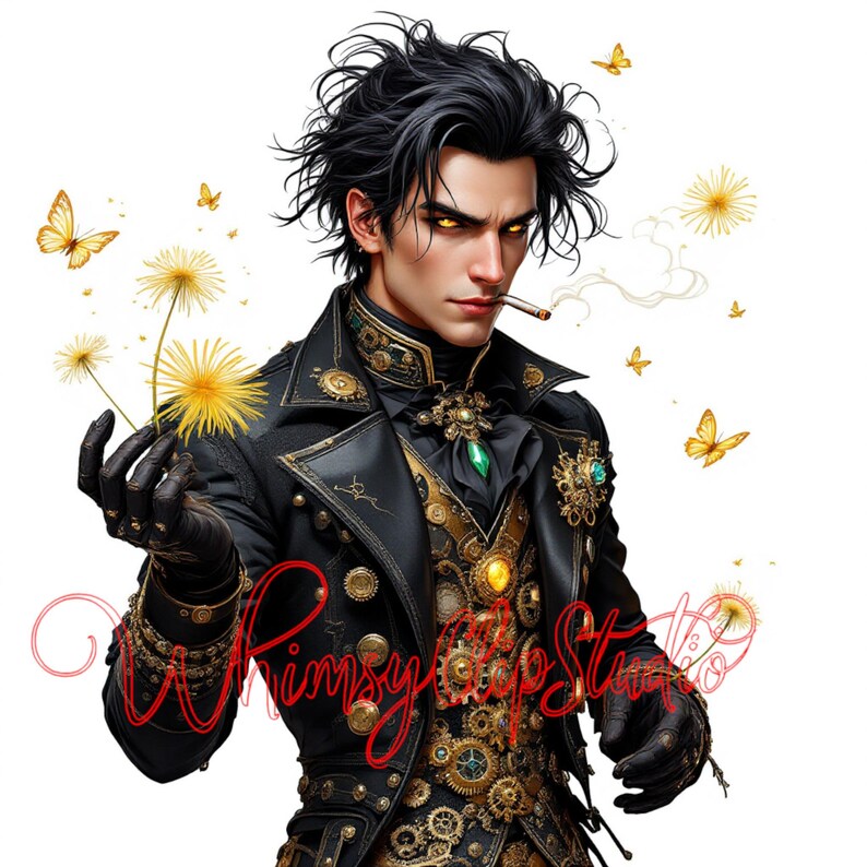 Steampunk Mafia Boss Man Clipart | Set of 15 Jpgs | Watercolor ...