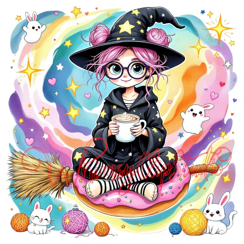 Magical Witch Clipart | Set of 10 Jpgs | Whimsical Playful Art ...