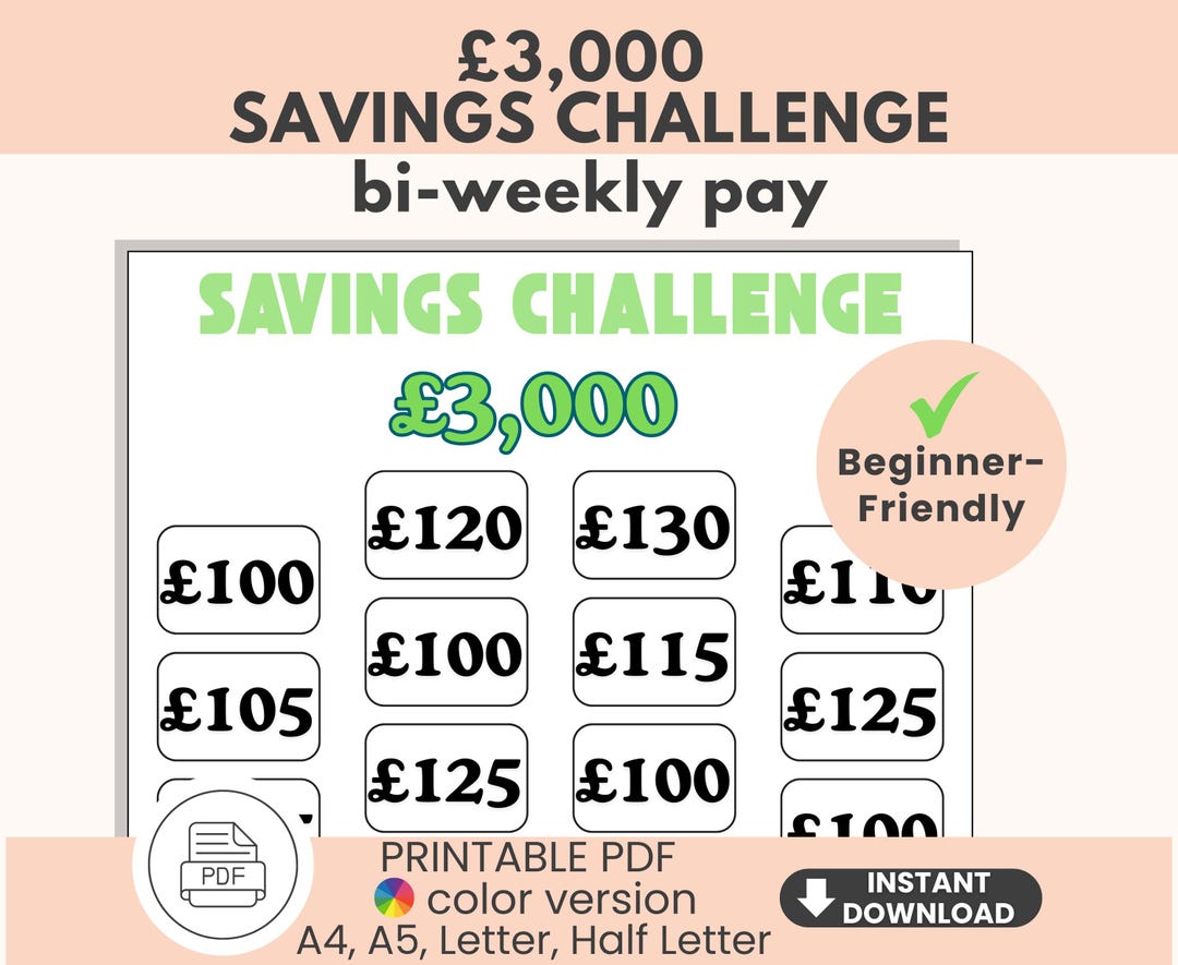 3000 Pounds Savings Challenge: Bi-weekly Finance Plan (PDF) - Etsy