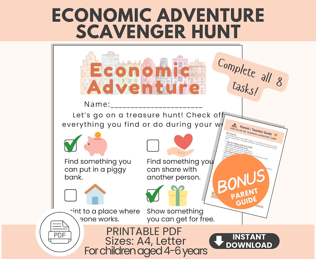 Economic Scavenger Hunt Printable | Money Activity for Kids | Financial ...