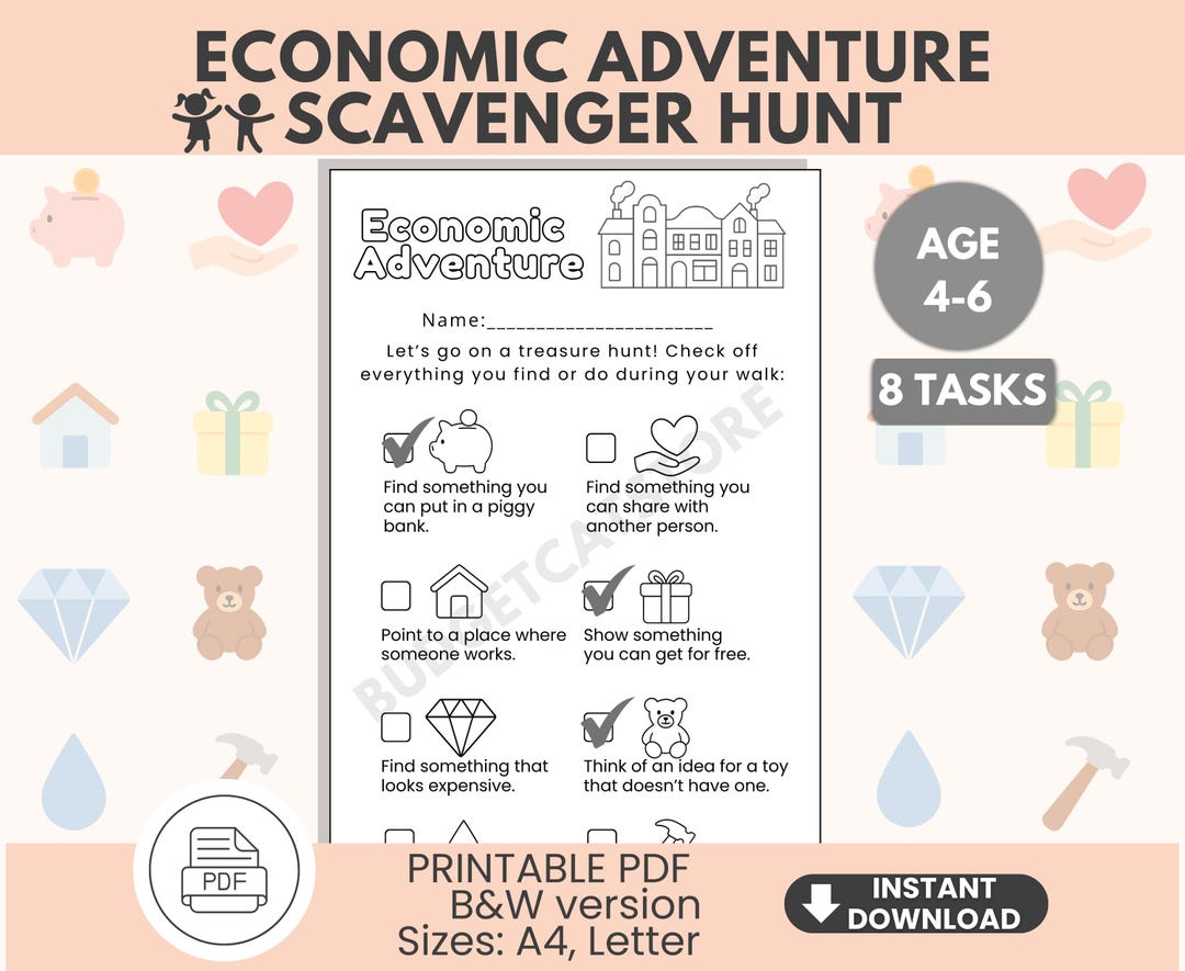 Kids Scavenger Hunt: Early Financial Literacy Game (printable PDF) - Etsy