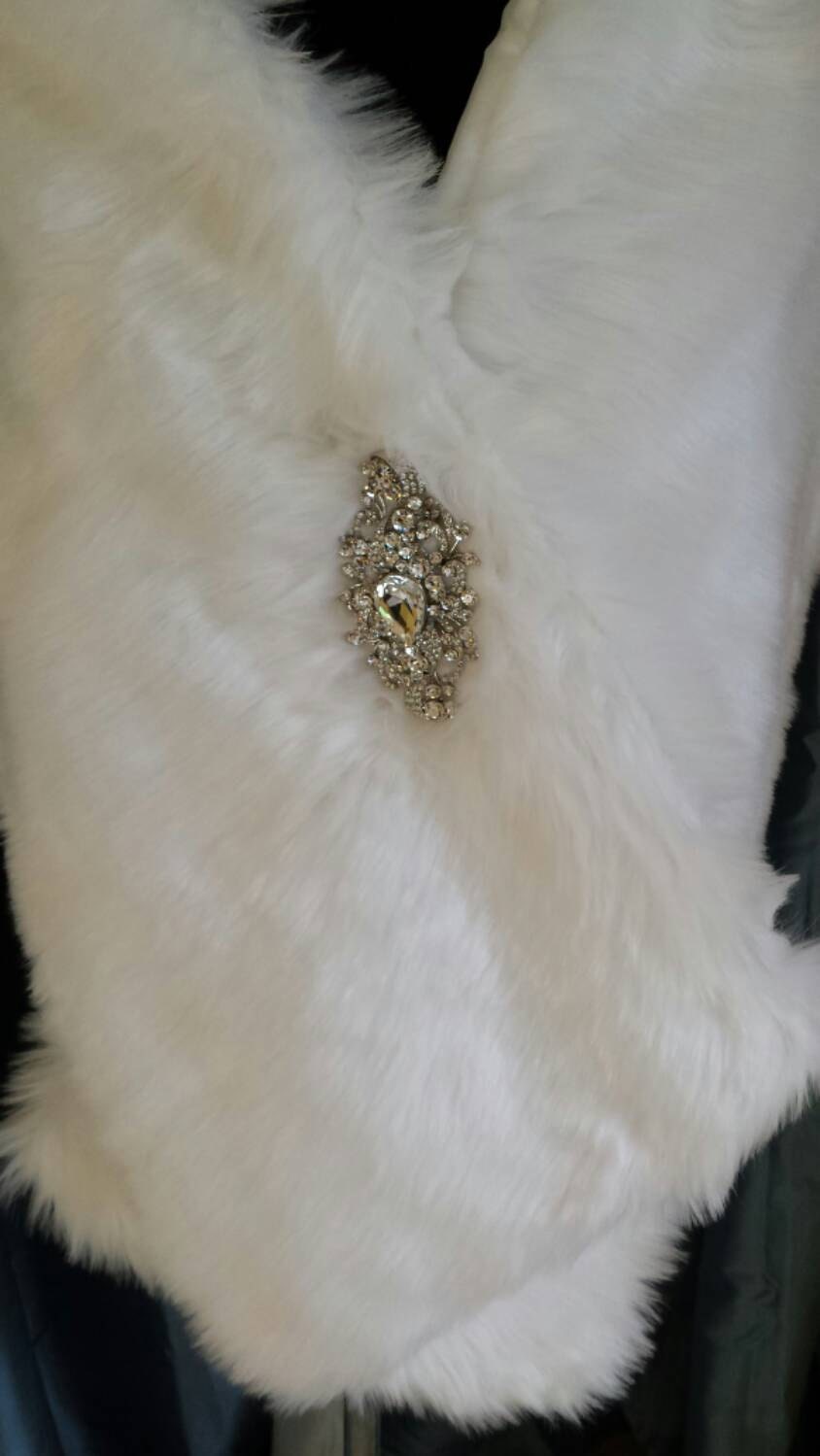 Ivory Faux Fur Wrap Bridal Wrap Faux Fur Shrug Faux Fur Stole Faux Fur ...