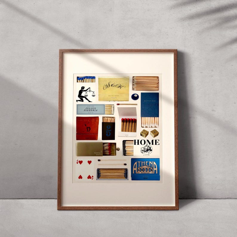 Customisable Vintage Matchbox Anniversary Valentines Art Print Template ...