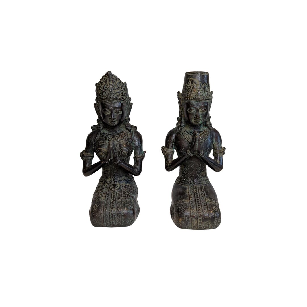 Bronze Kneeling Deities Southeast Asian Spiritual Statues - Etsy
