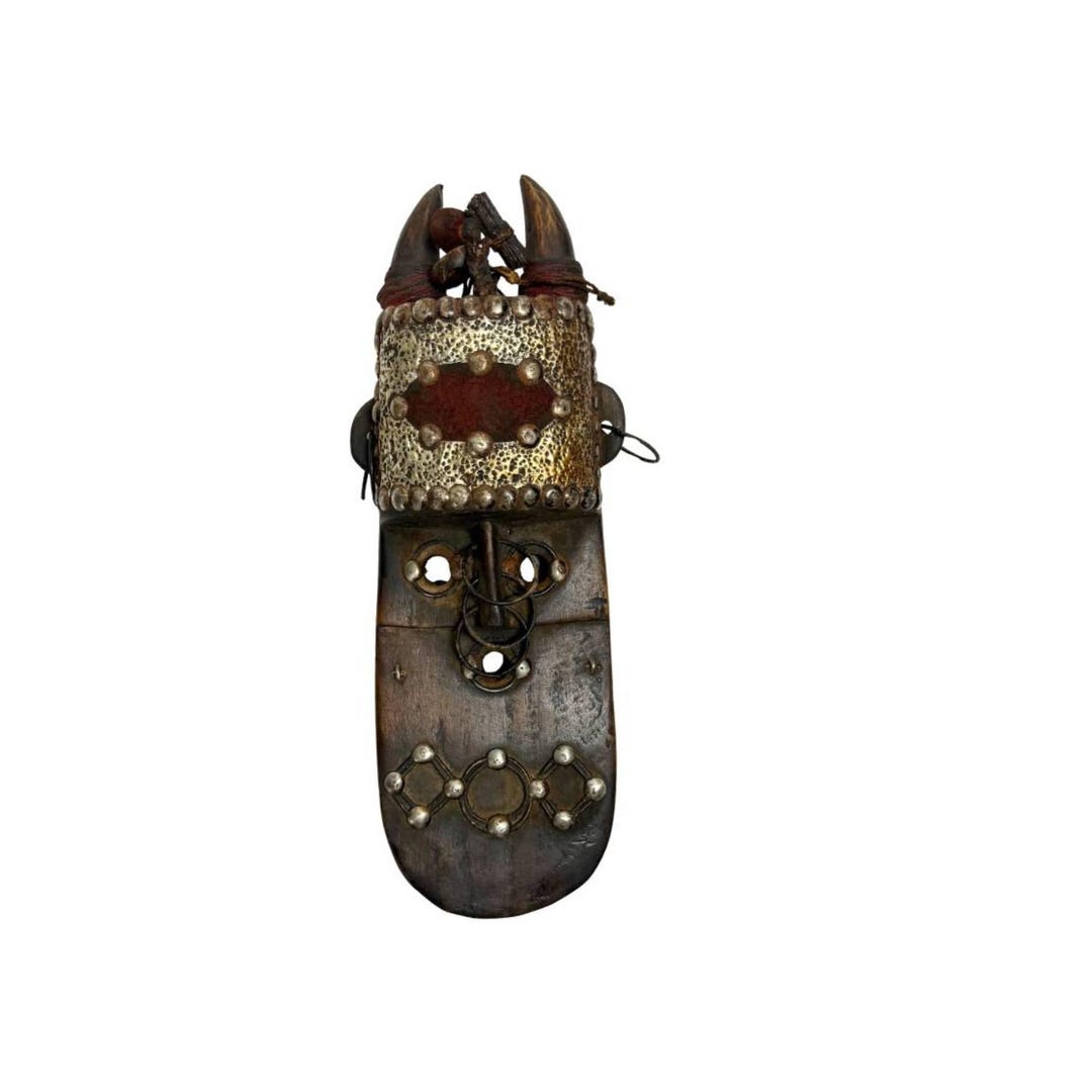 Ritual Power Mask With Metal Plates and Horns – Mande Cultural Sphere ...
