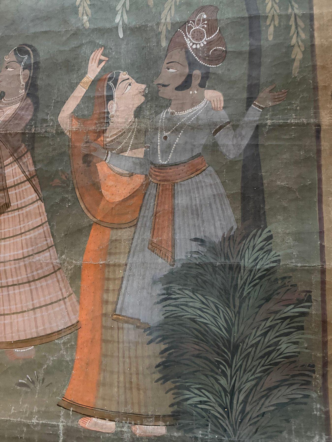 Antique Indian Pichwai Painting - 19th Century - Krishna Raslila With ...